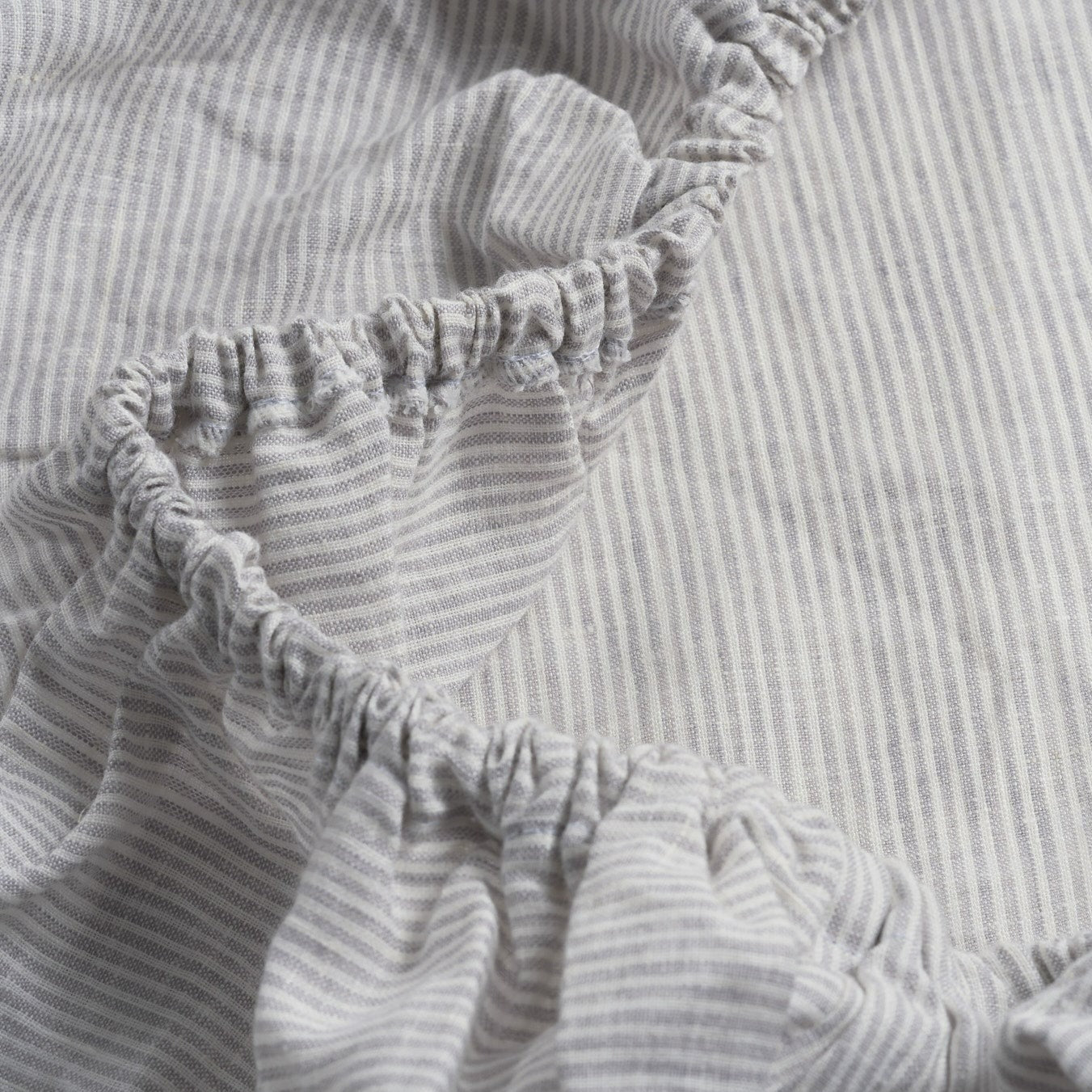 Pinstripe Linen Fitted Sheet | The Katha
