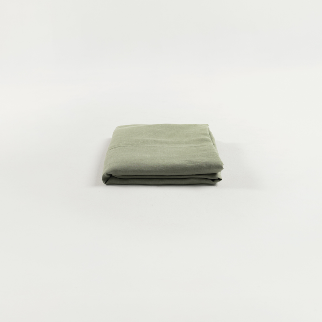 Premium Sage Linen Flat Sheet | The Katha